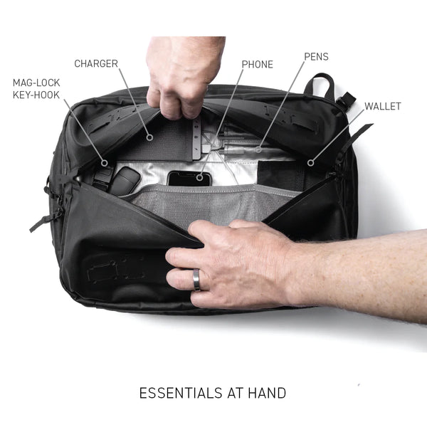 Black Ember Forge 3-Way Commuter Pack - Jet Black | Gallantry