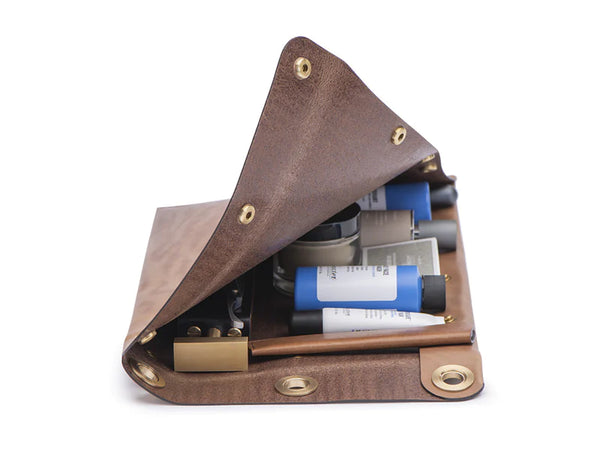 Ezra Arthur Flat Folio Dopp Kit - Whiskey | Gallantry